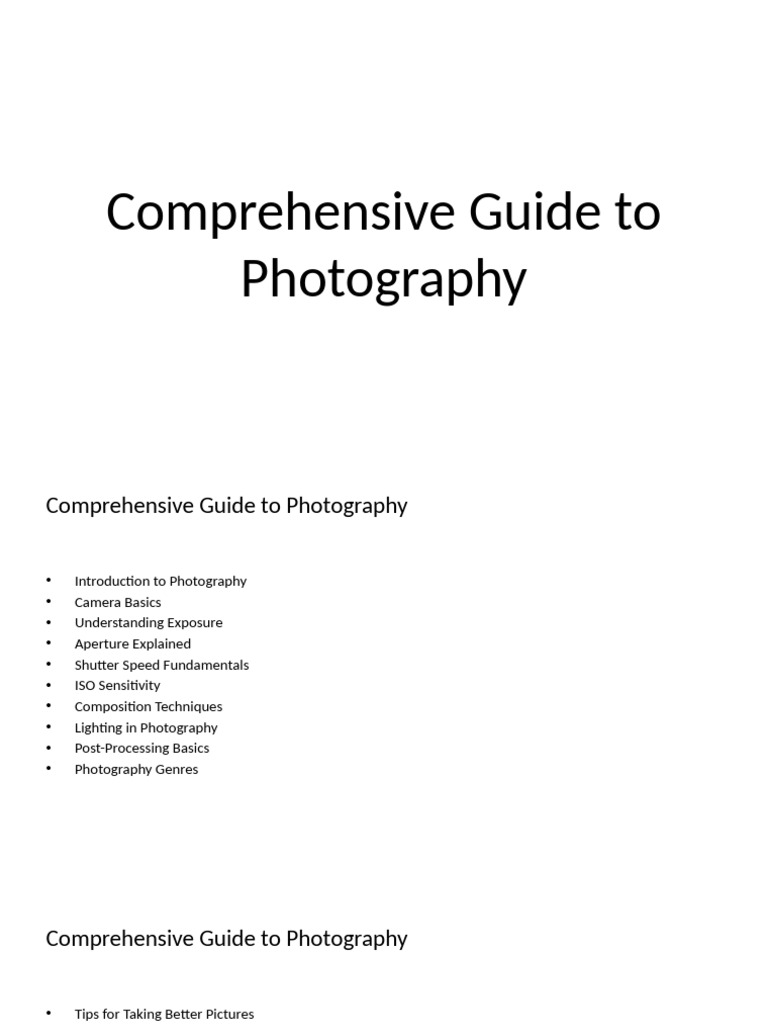 Comprehensive Guide To Photography | PDF