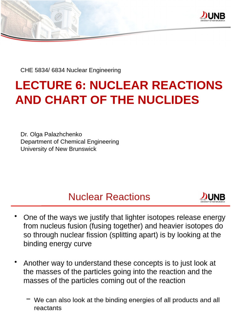 5834-2022 Nuclear Reactions_Lecture 6 | PDF
