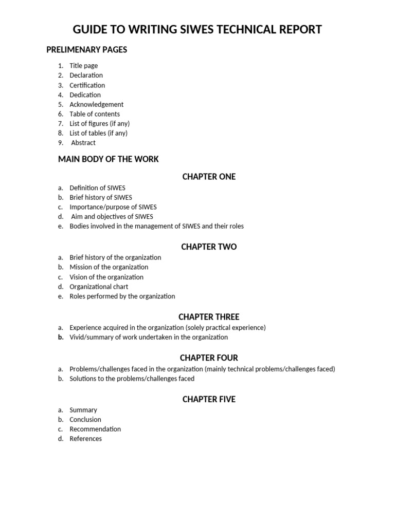 Guide To Writing Siwes Technical Report | PDF