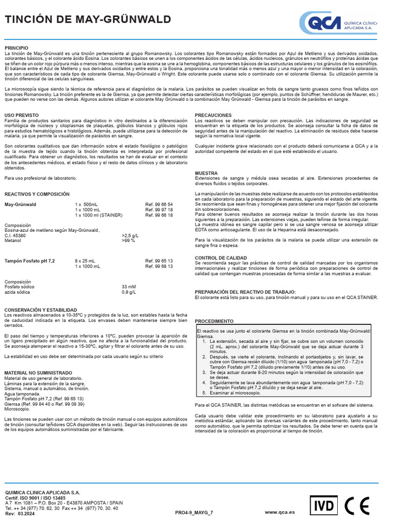 Protocolo May Grunwald Giemsa | PDF