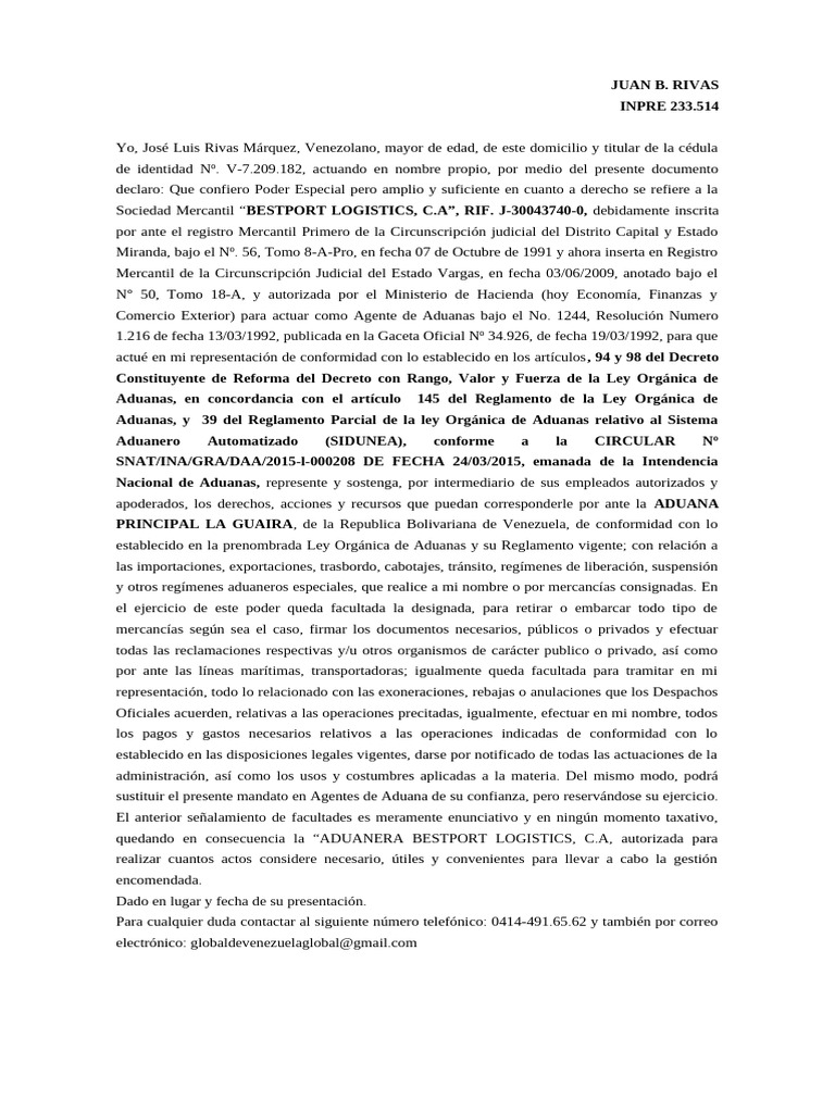 Modelo de Poder para Persona Natural | PDF