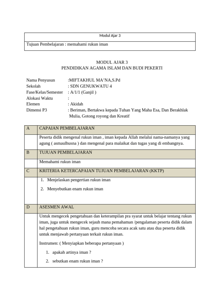 Modul Ajar 3 ok | PDF