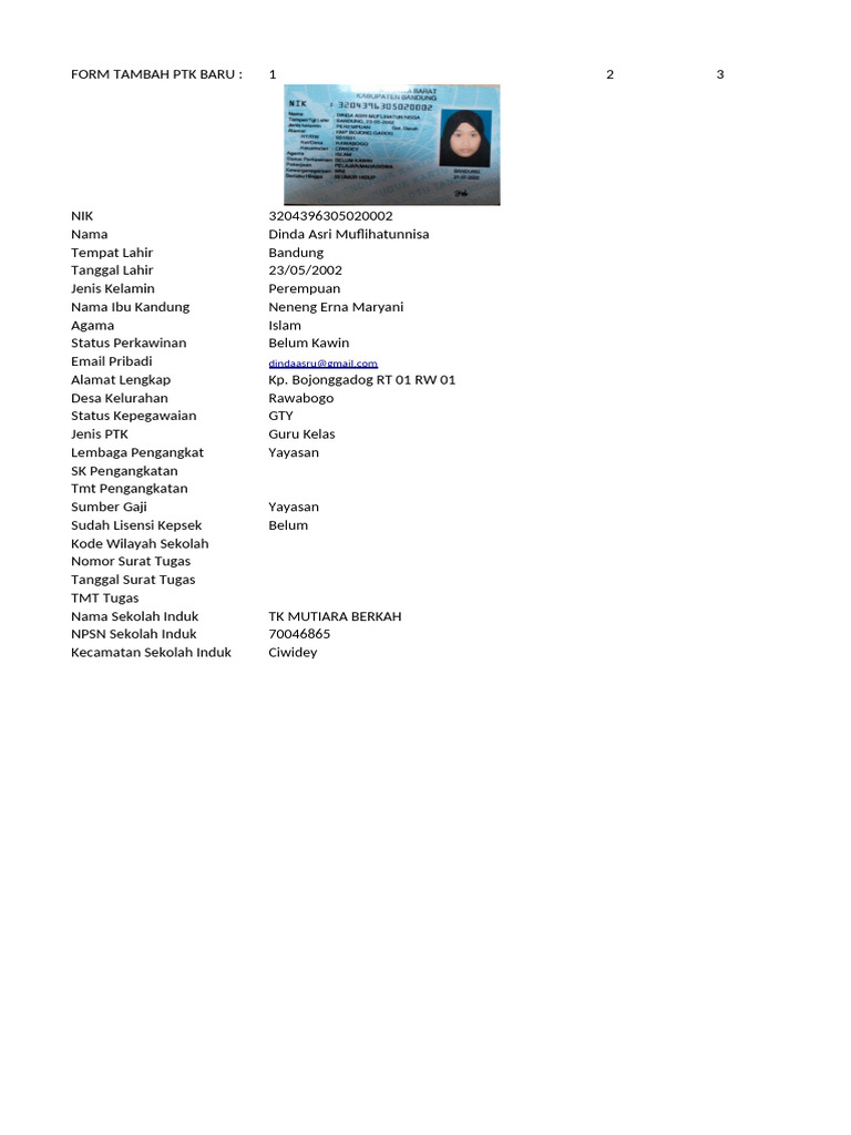 MASTER FORMAT PTK BARU Dinda Asri | PDF