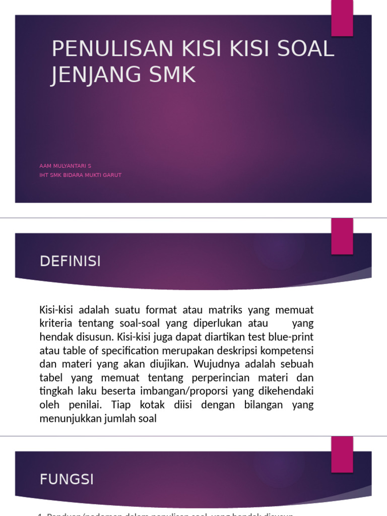Penulisan Kisi Kisi Soal | PDF