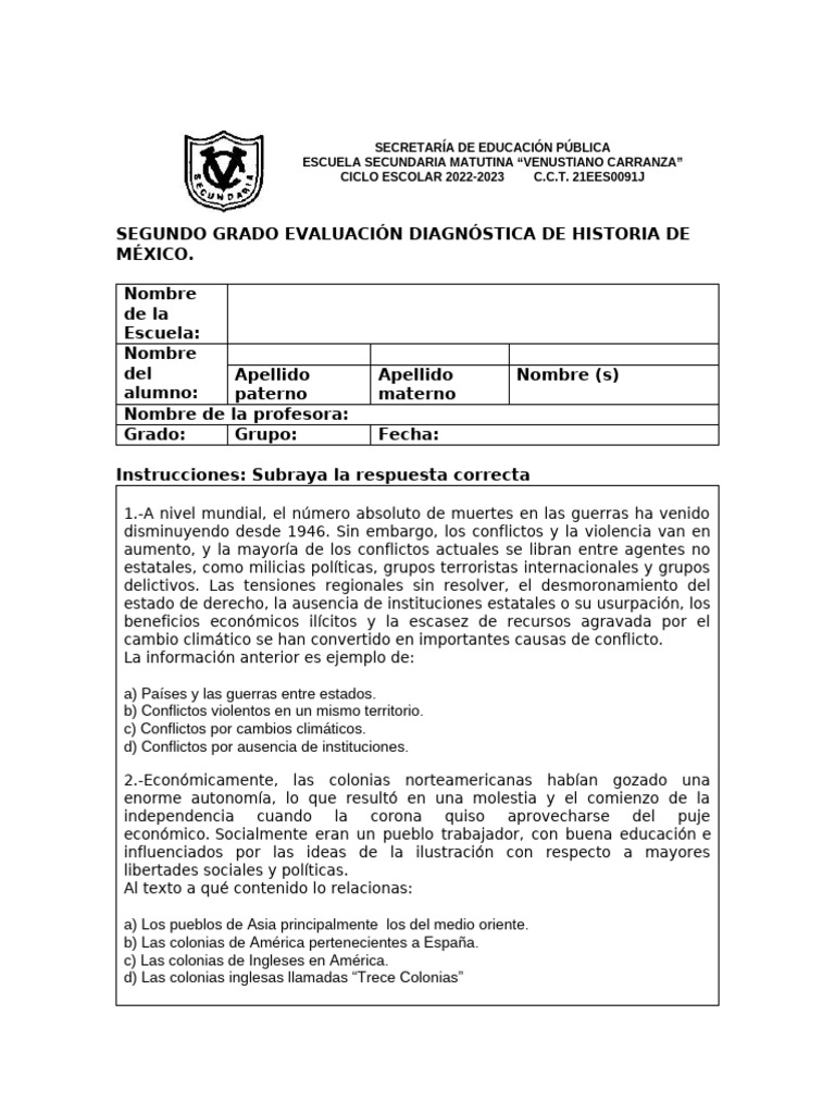 EV DX HISTORIA 2DO | PDF