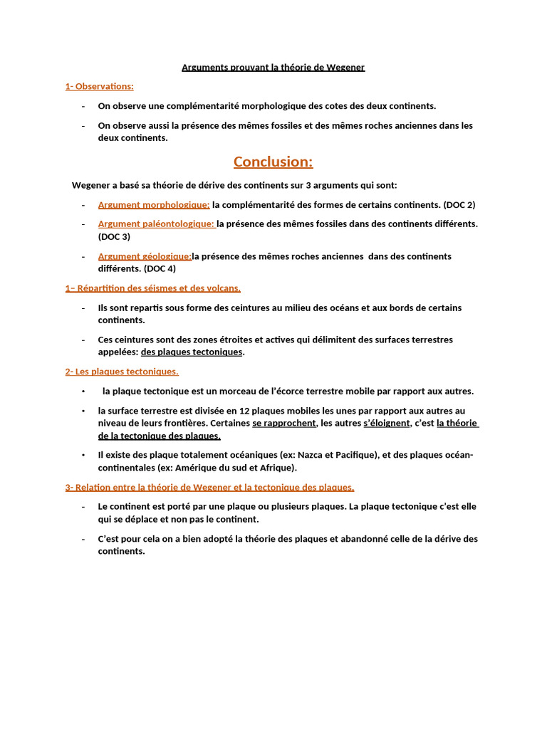 Arguments Prouvant La Théorie de Wegener | PDF