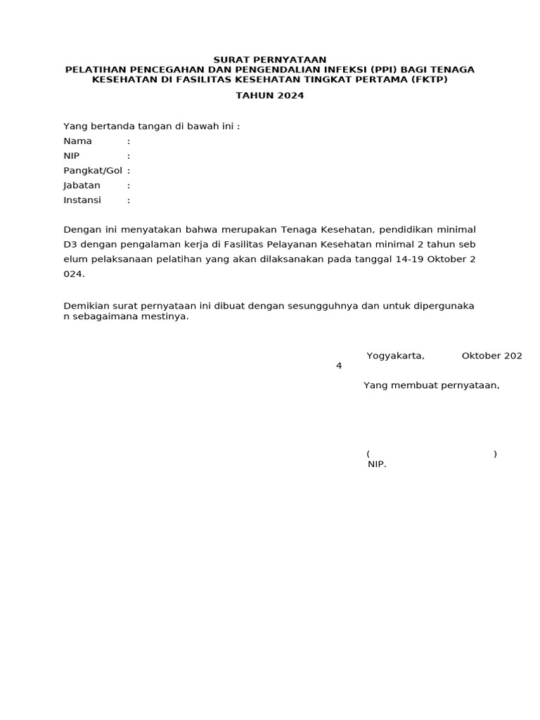 Surat Pernyataan PPI | PDF