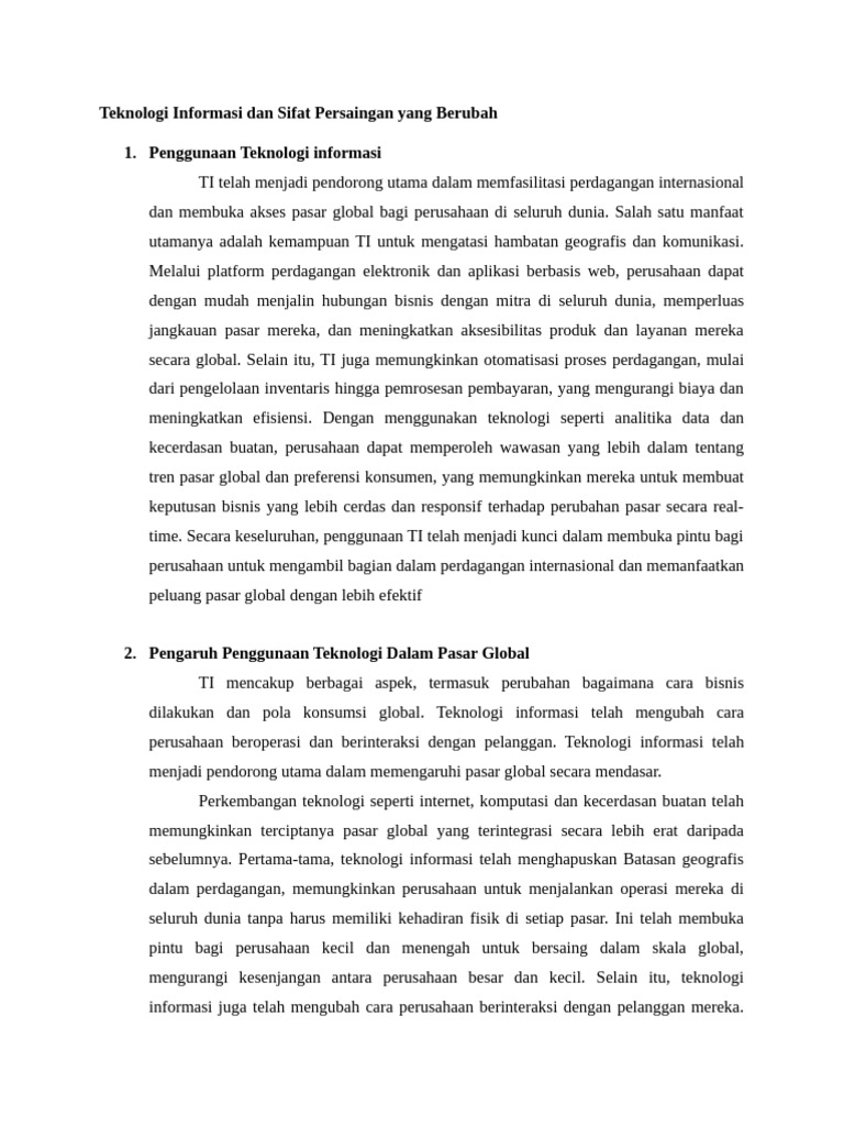RMK 2_Teknologi Informasi dan Sifat Persaingan yang Berubah | PDF
