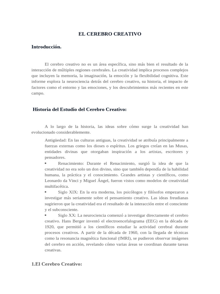 Neurociencia del Cerebro Creativo | PDF | Creatividad | Las emociones