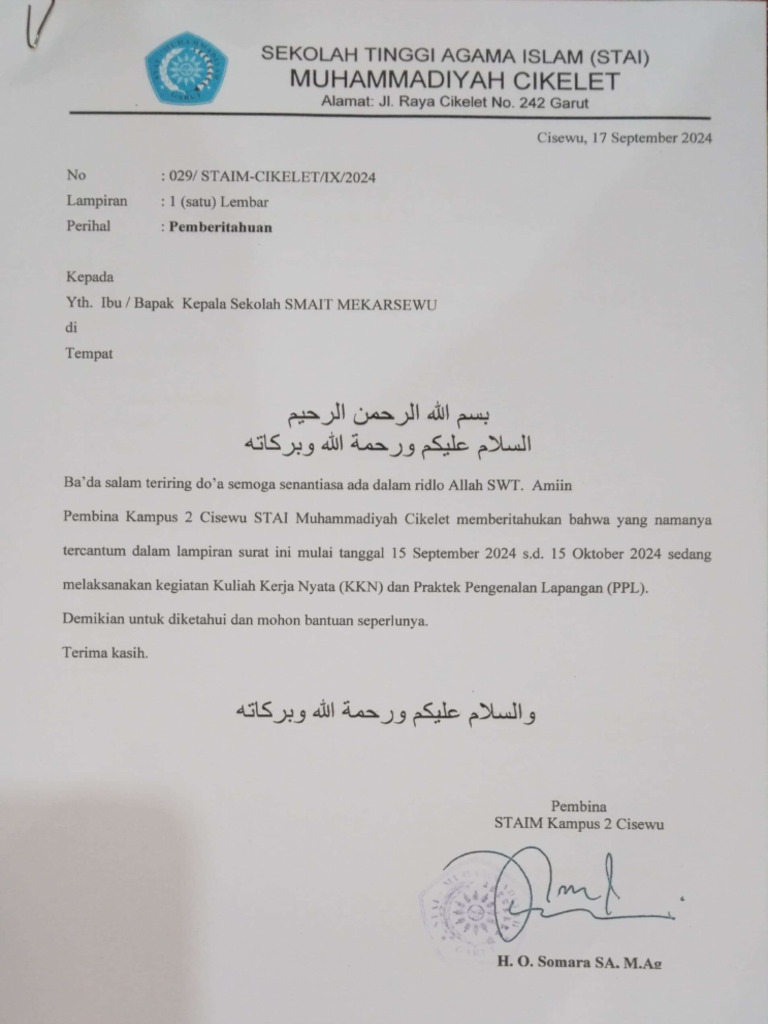 Surat Dispen.1 | PDF