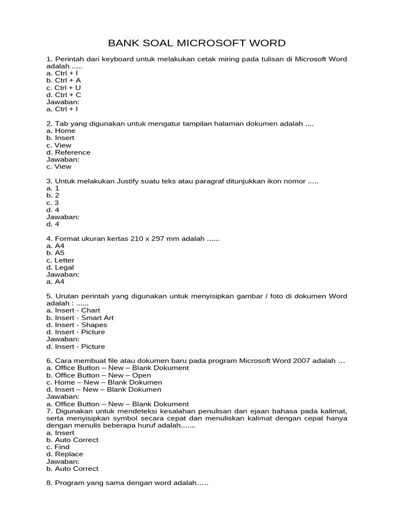 Bank Soal Word | PDF