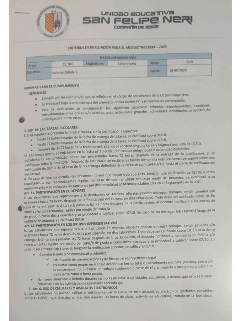 Criterios de Evaluación CCNN | PDF