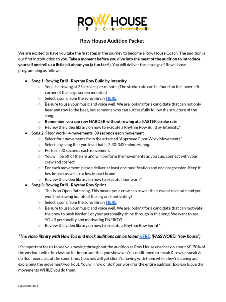 Coach Audition Packet 9.8 | PDF