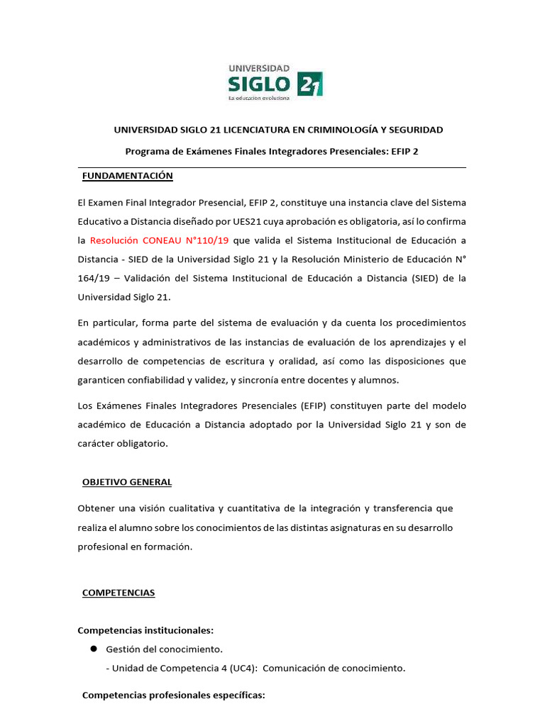 Efip 2 Criminología y Seguridad Programa | PDF