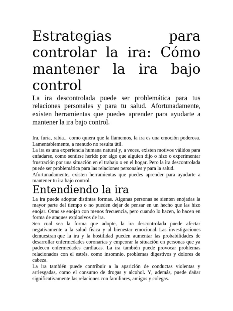 Estrategias para controlar la ira | PDF