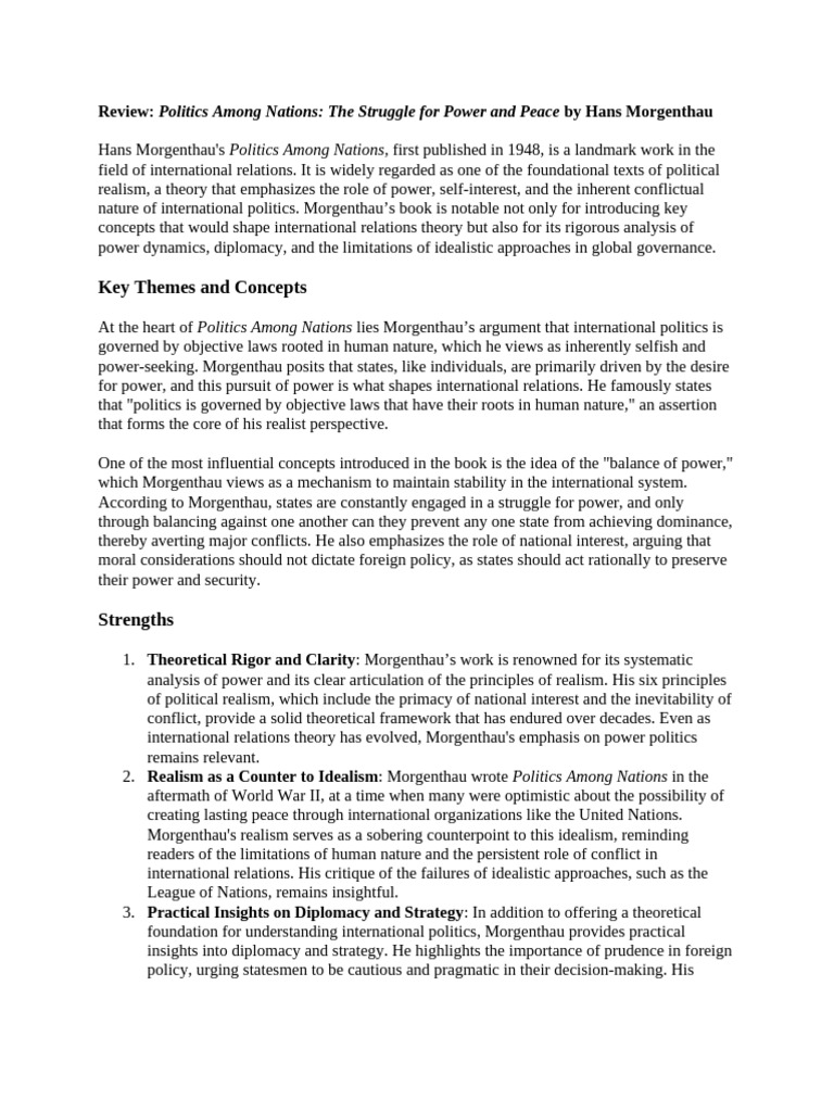 Review - Politics Among Nations | PDF
