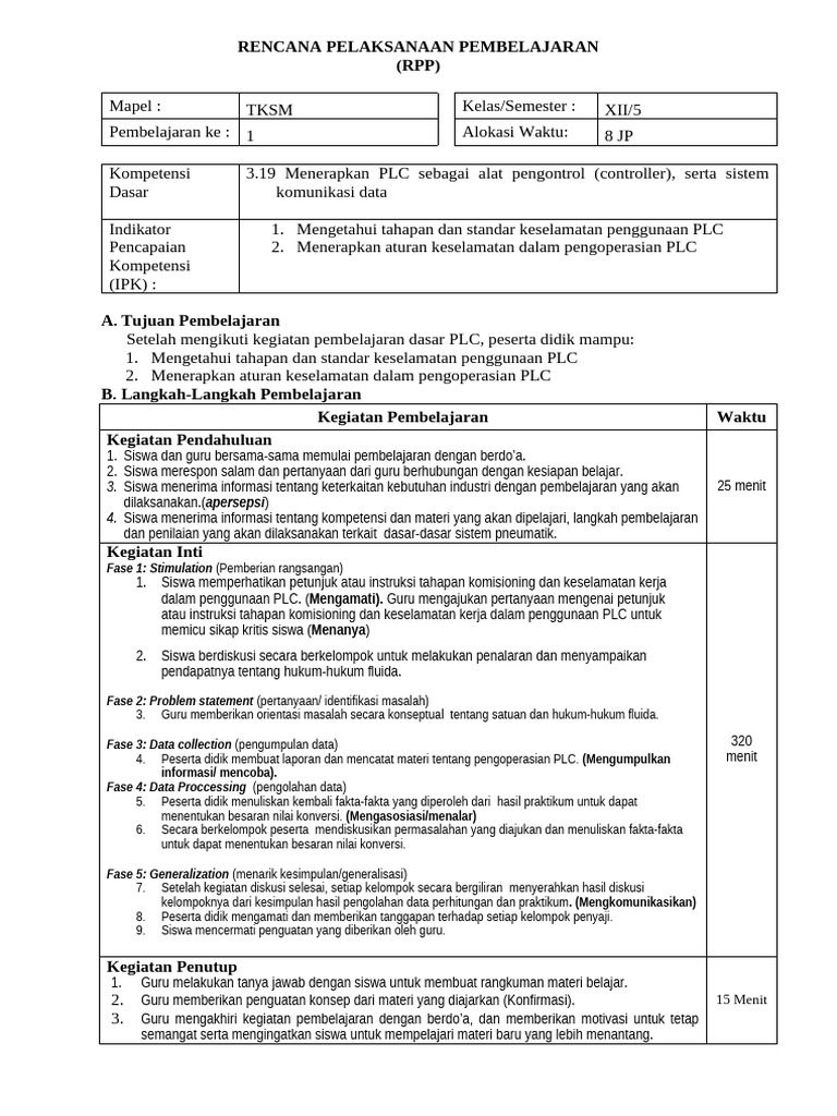 RPP TKSM SMT 1 (RAW) | PDF