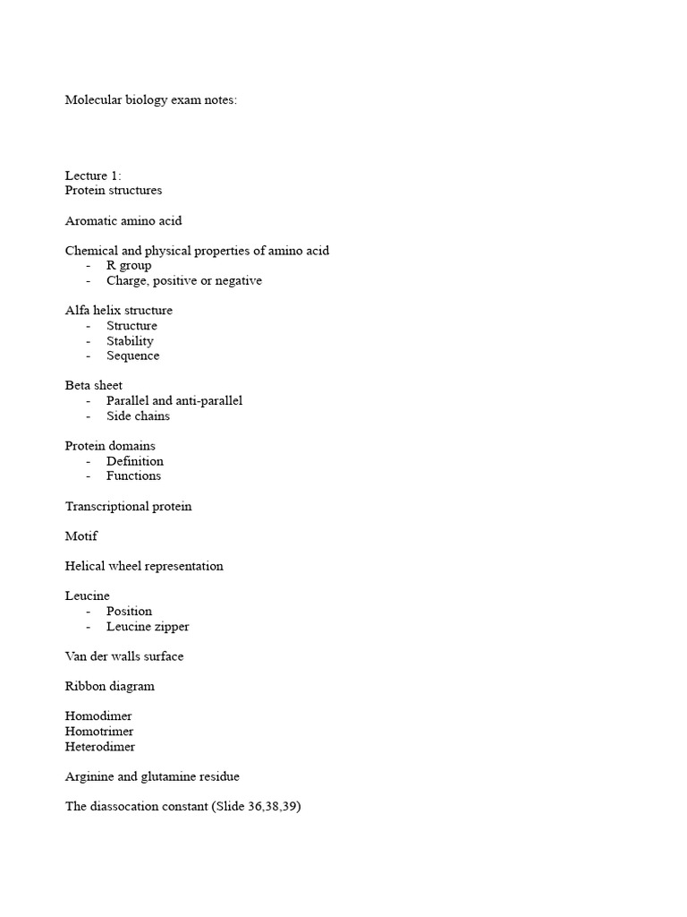 Molecular Biology Exam Notes | PDF
