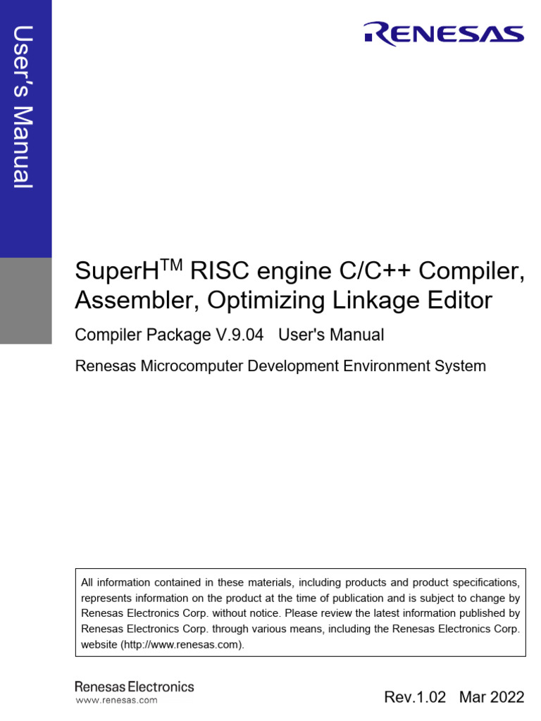 SuperH Compiler Manual | PDF