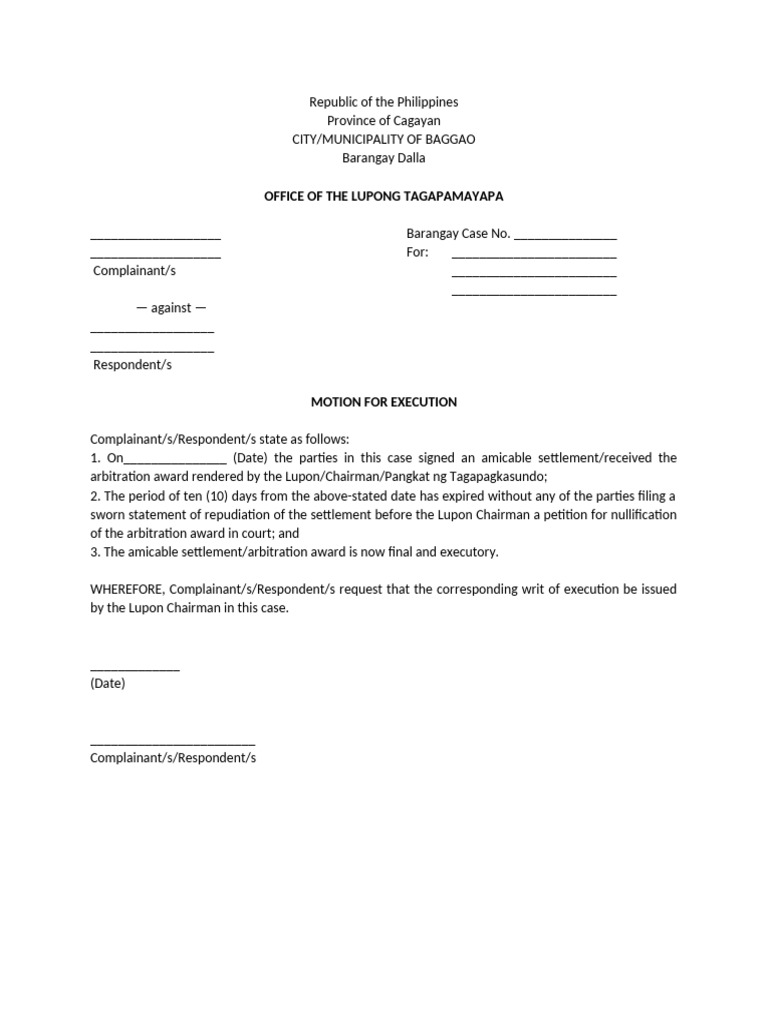 KP Form # 25 Motion For Execution | PDF