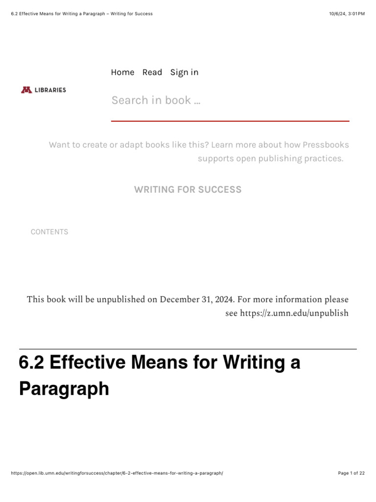 6.2 Effective Means For Writing A Paragraph - Writing For Success | PDF