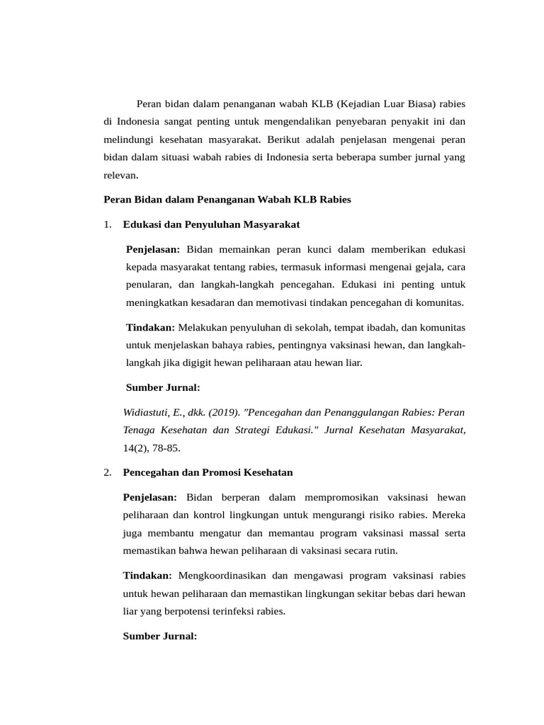 Peran Bidan Wabah KLB Rabies | PDF