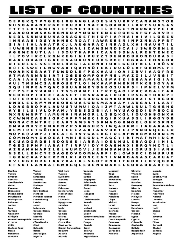 Word Search - Countries | PDF