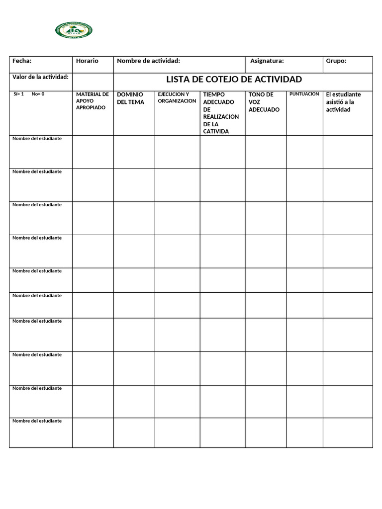 MODELO DE LISTA DE COTEJO (1) | PDF
