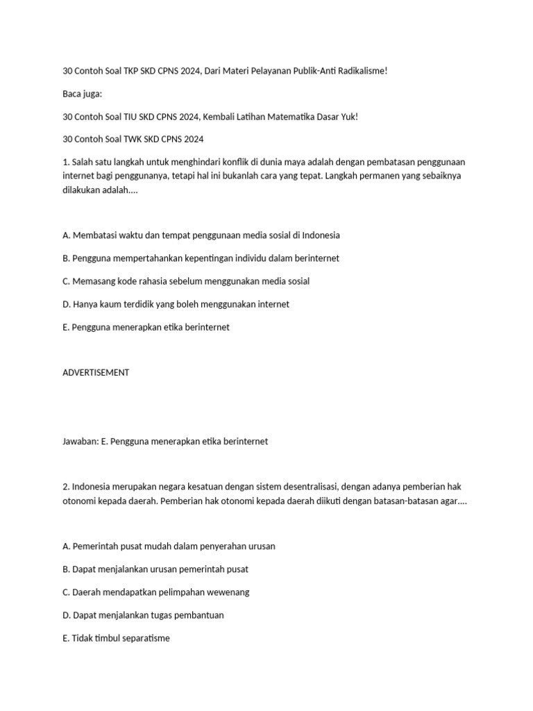 30 Contoh TWK | PDF