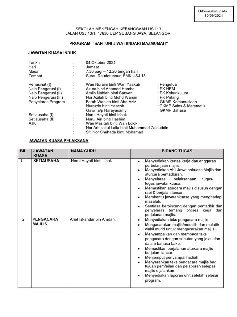 30.9 AJK PROGRAM PENGURUSAN JENAZAH | PDF