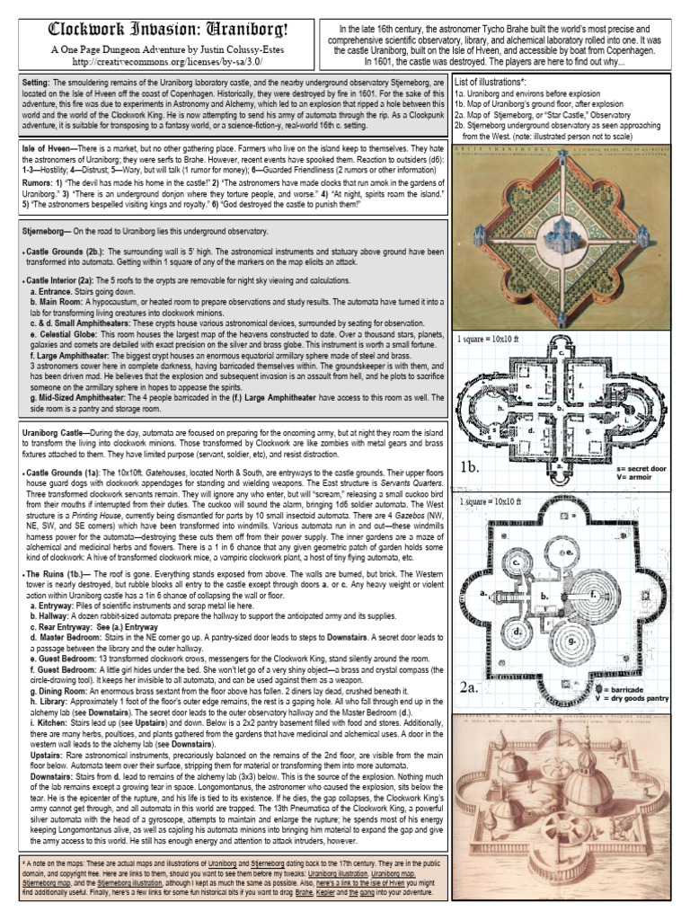 One Page Dungeon - Clockwork Invasion-Uraniborg | PDF