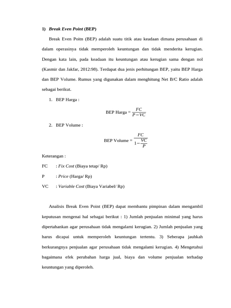 Break Even Point | PDF