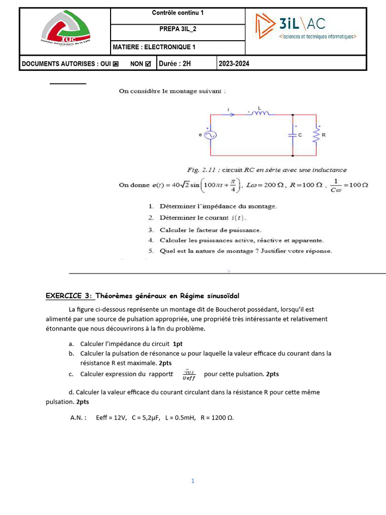 CC Electronique 1 | PDF