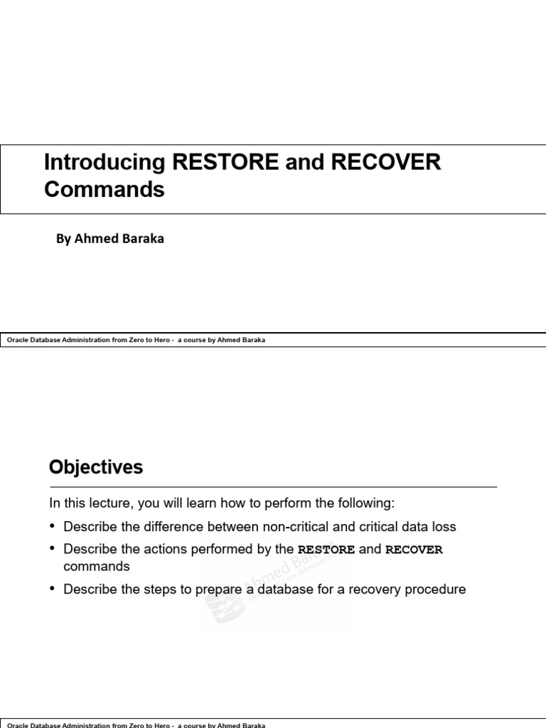 Introducing RESTORE and RECOVER Commands | PDF