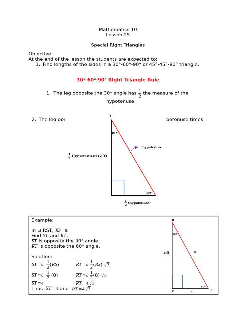 Mathematics 10 Lesson 25 | PDF