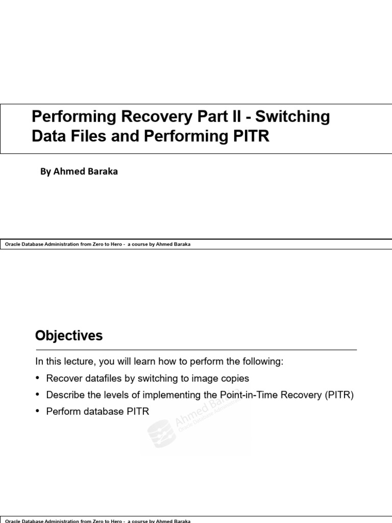 Performing Recovery Part II - PITR | PDF