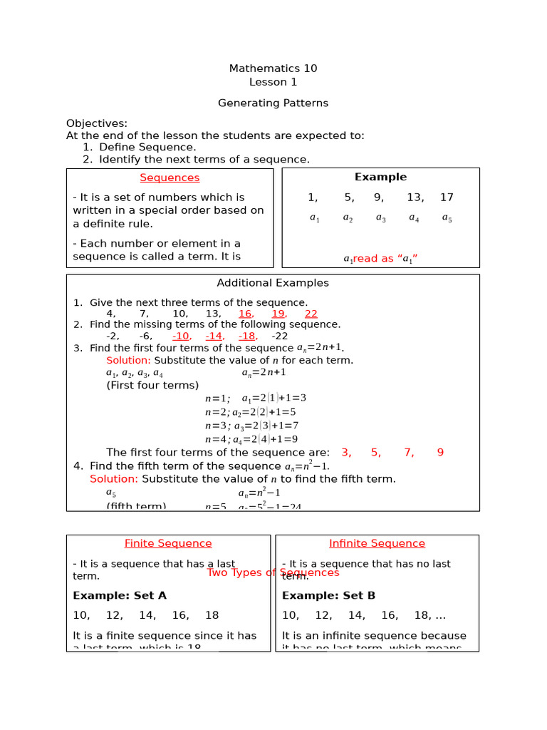 Mathematics 10 All Lessons | PDF