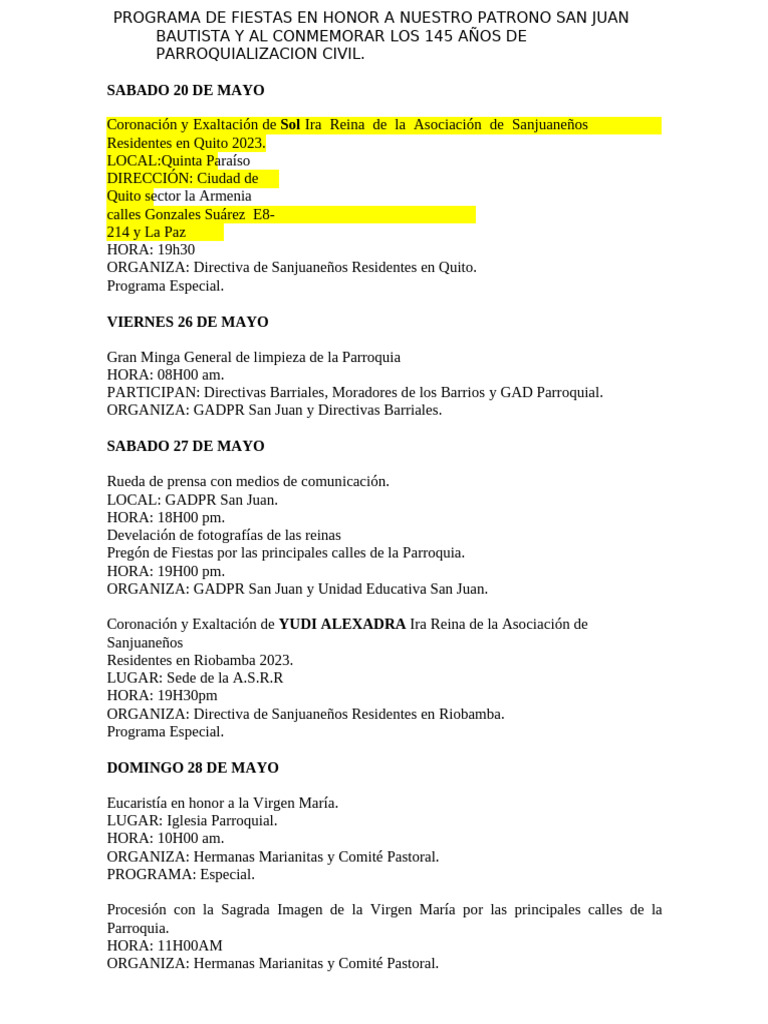 PROGRAMA DE FIESTAS 2023 | PDF