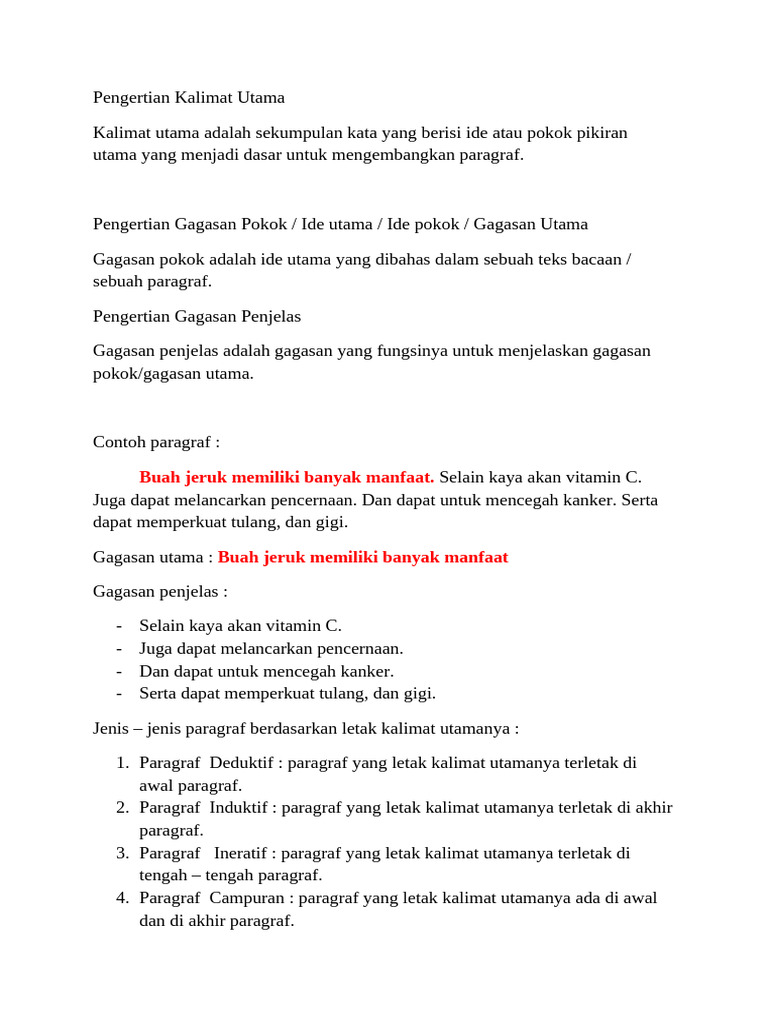 Pengertian Kalimat Utama | PDF