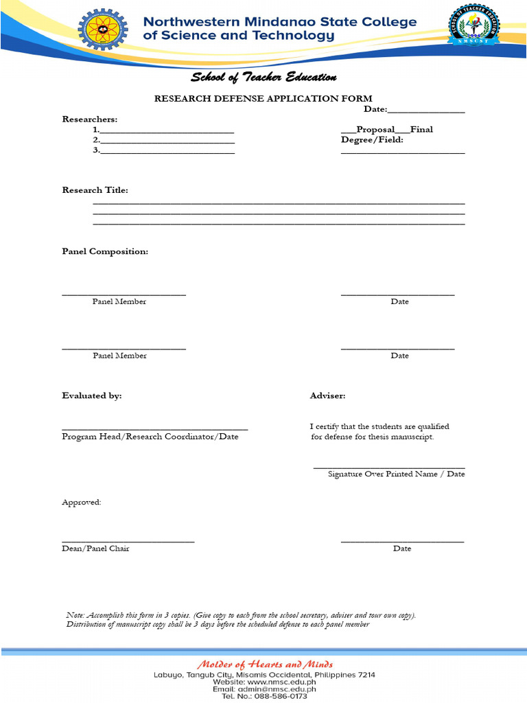 Research Defense Application Form | PDF