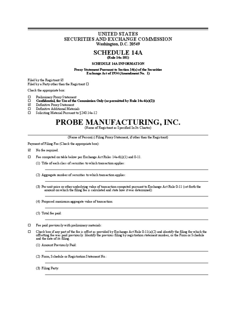 2011 Probe Manufacturing Proxy Statement | PDF | Proxy Voting | Board ...