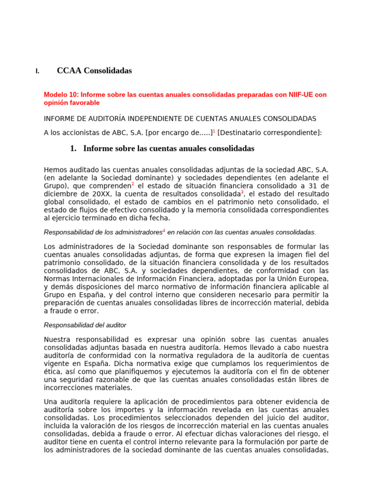 Modelos de Informes de Auditoría Independiente 10 | PDF | Contralor | Negocios