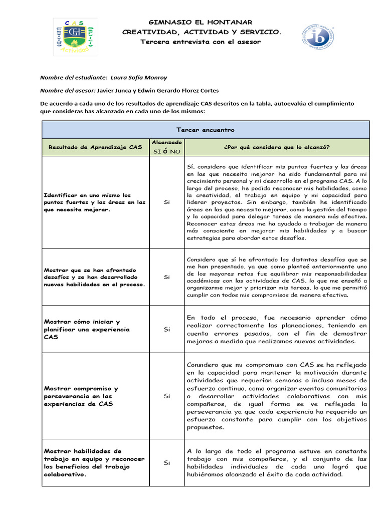 Tercera Entrevista Con El Asesor | PDF | Creatividad | Aprendizaje