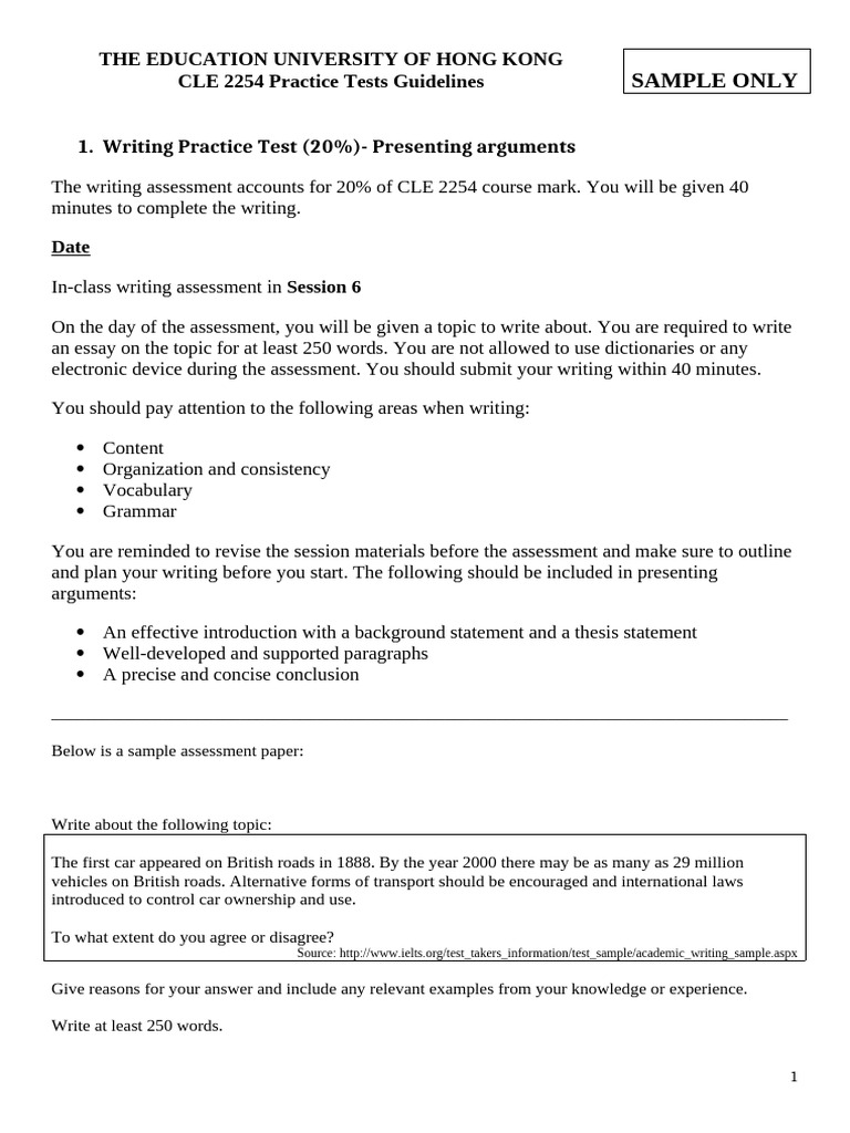 CLE 2254 - Practice Test Guidelines For Students | PDF