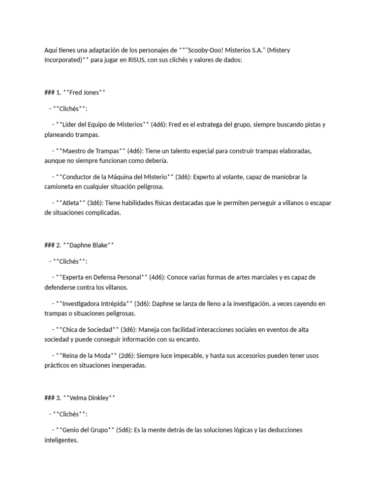 Risus Scooby Doo Personajes | PDF