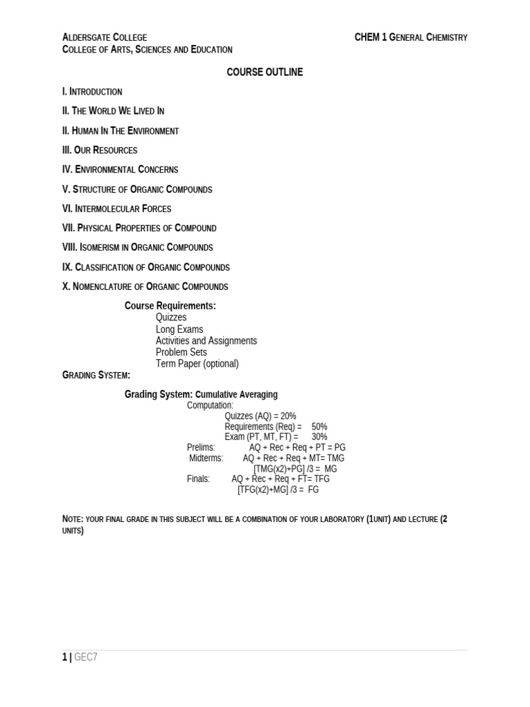 Course Outline | PDF