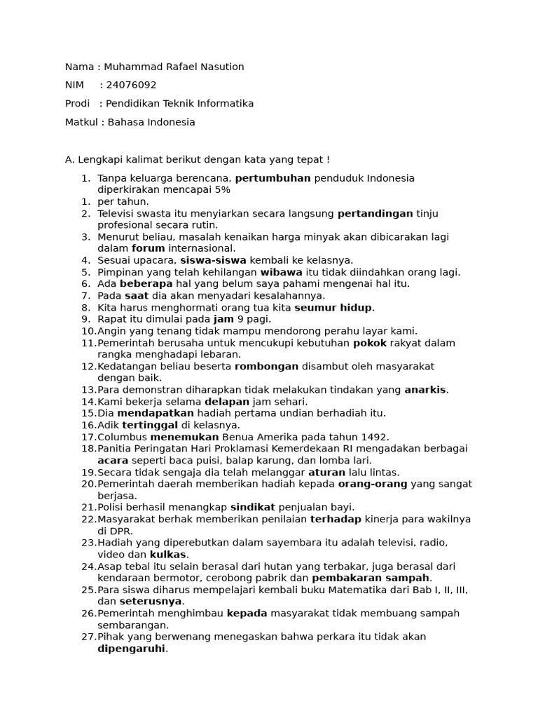 Tugas 4 Bind_Muhammad Rafael Nasution_24076092 | PDF