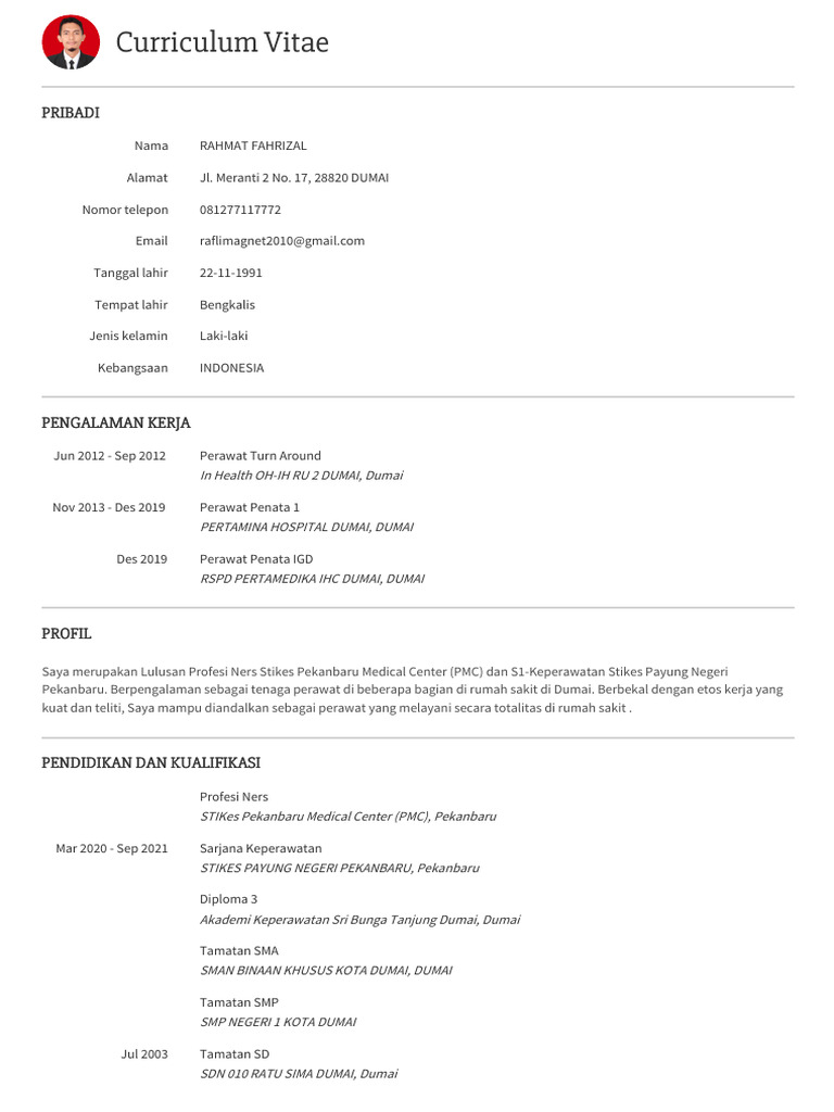 CV Rahmat Fahrizal #3 | PDF