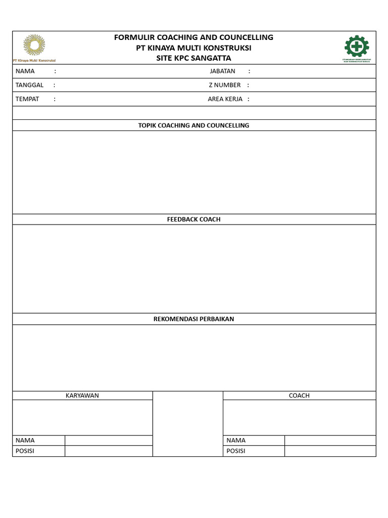 FORMULIR COACHING AND COUNCELLING | PDF