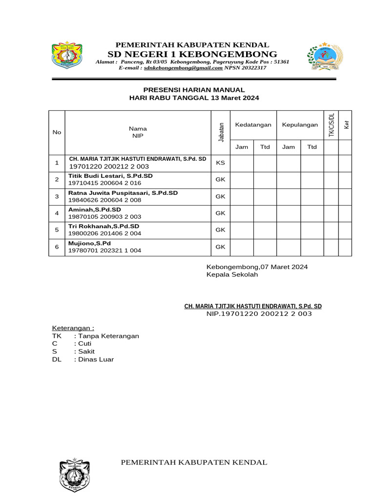 Absen Manual 13 Februari | PDF